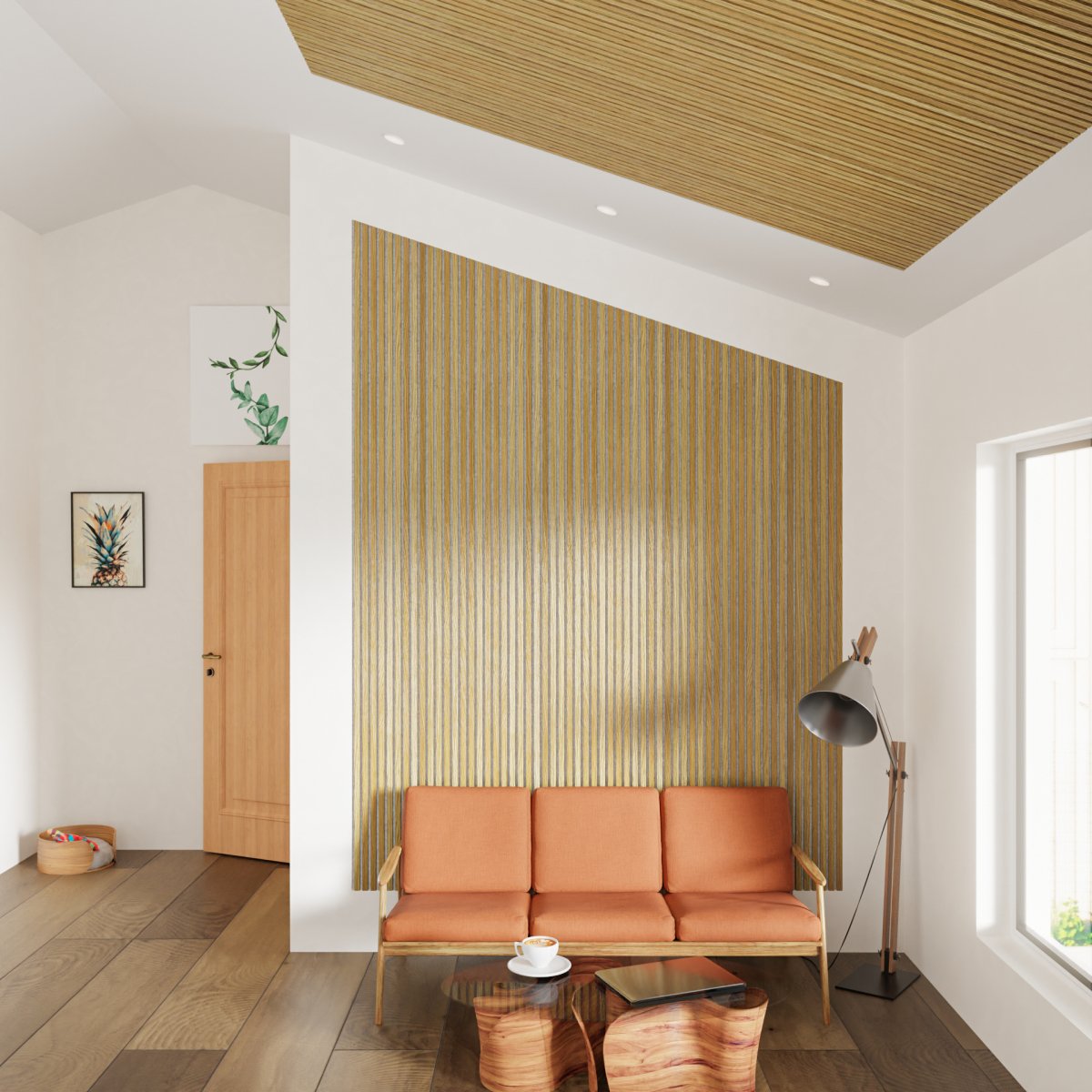 Oak (with Grey Felt) Wood Wall Panel - WallPanels.com.au