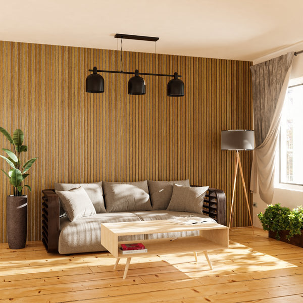 Oak (with Grey Felt) Wood Wall Panel - WallPanels.com.au